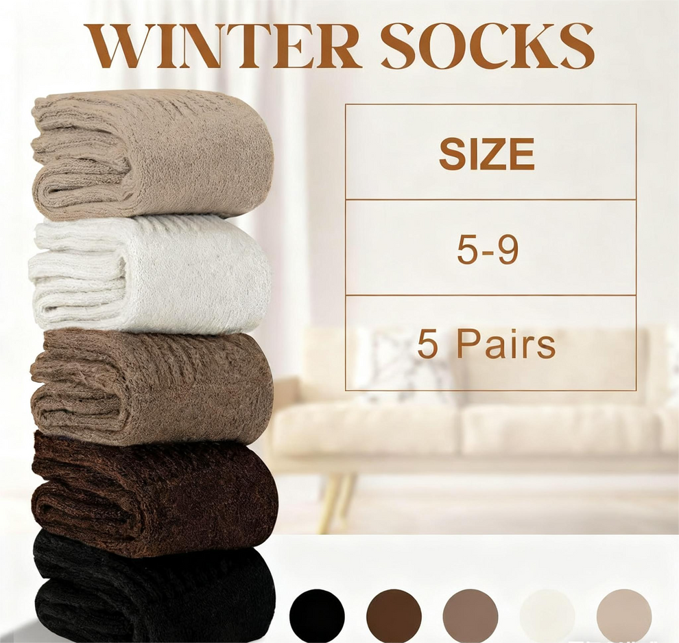 💥Christmas SALE 50% OFF 5 Pairs Women's Solid Mid-calf Cozy Socks ...
